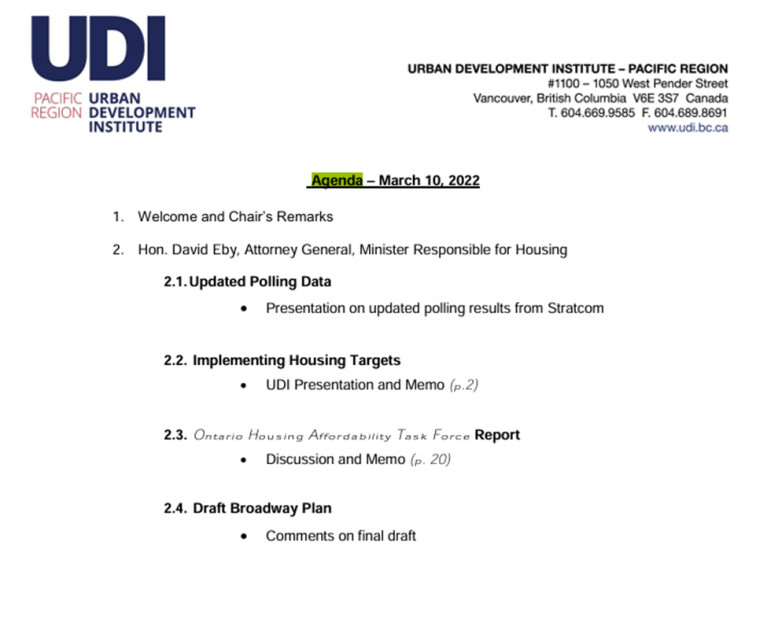 Public release of UDI March 10, 2022 presentation slides, agenda, and ...