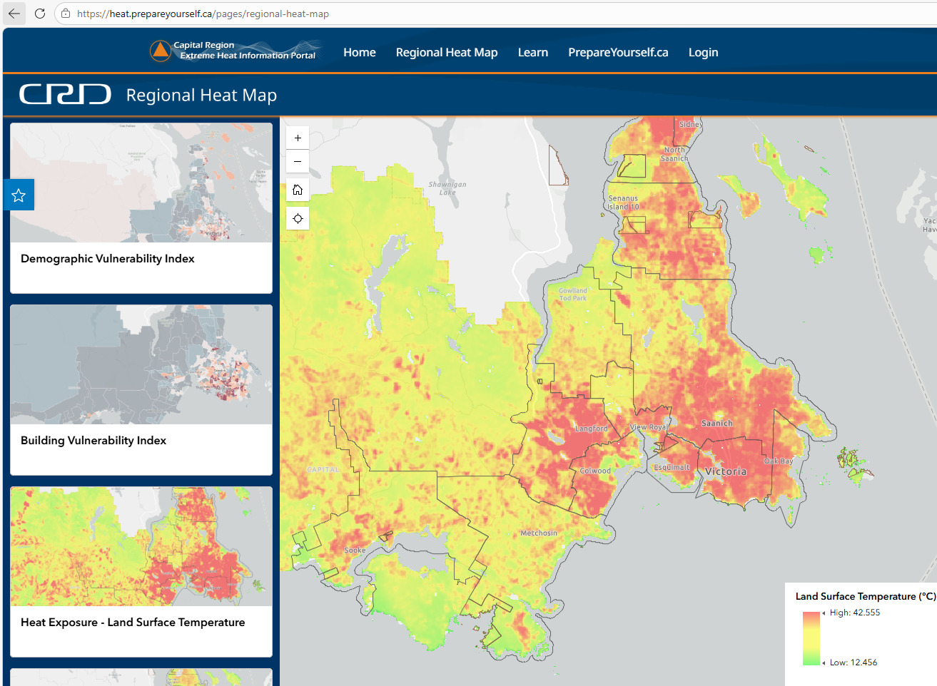 CRD Heat Map Shows remarkable difference in temperature between natural ...